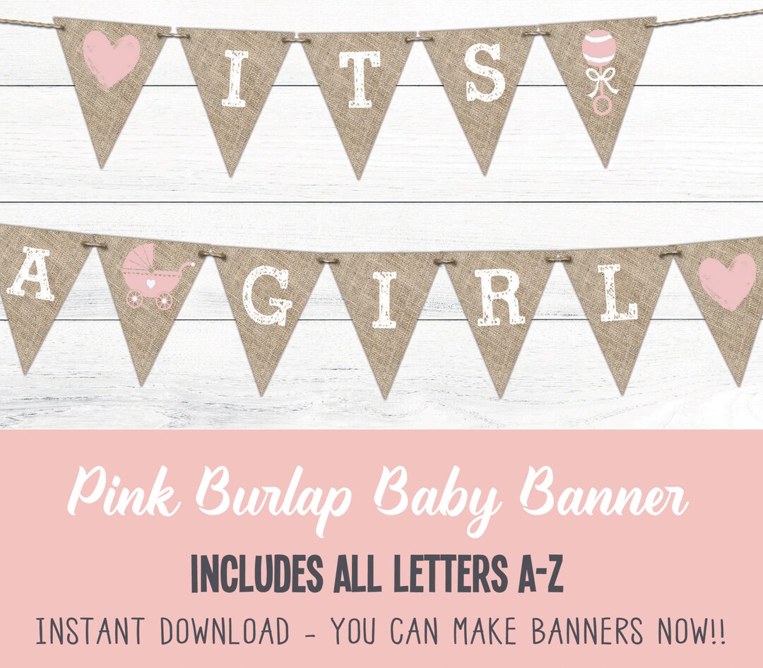 Pink Baby Shower Banners, It's A Girl - Etsy
