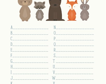 Baby Shower Game Woodland Animals Baby Name Game | Etsy