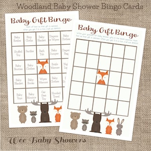 Baby Shower BINGO, Woodland Animals - Etsy