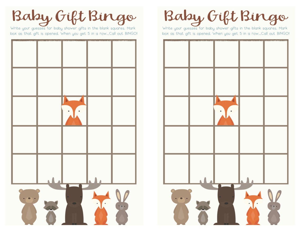 Baby Shower BINGO Woodland Animals - Etsy