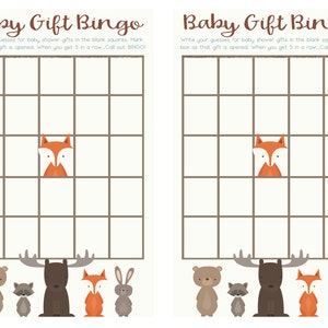 Baby Shower BINGO, Woodland Animals - Etsy