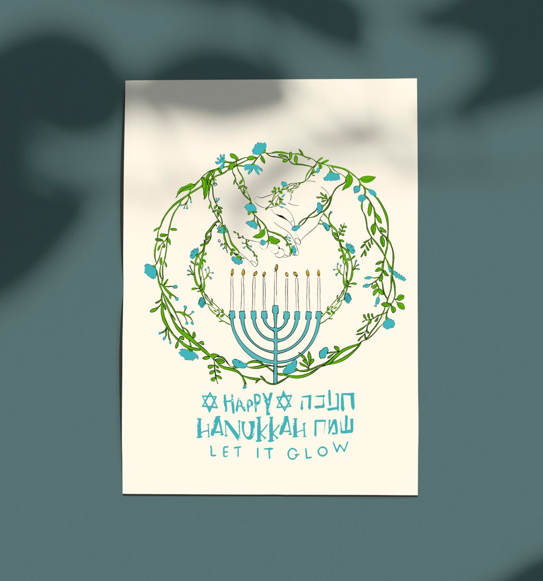 Hanukkah Greeting Card Set | Printable Jewish Holiday Cards | Modern ...