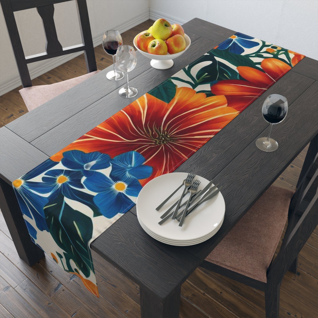 Vibrant Island Bloom Table Runner cotton, Poly - Etsy