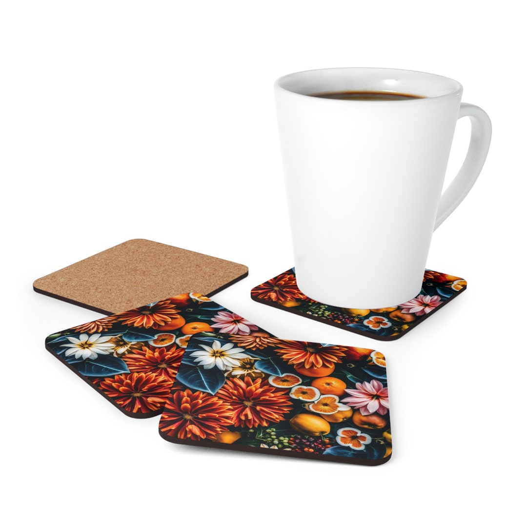 Floral Breeze Fiesta Corkwood Coaster Set - Etsy