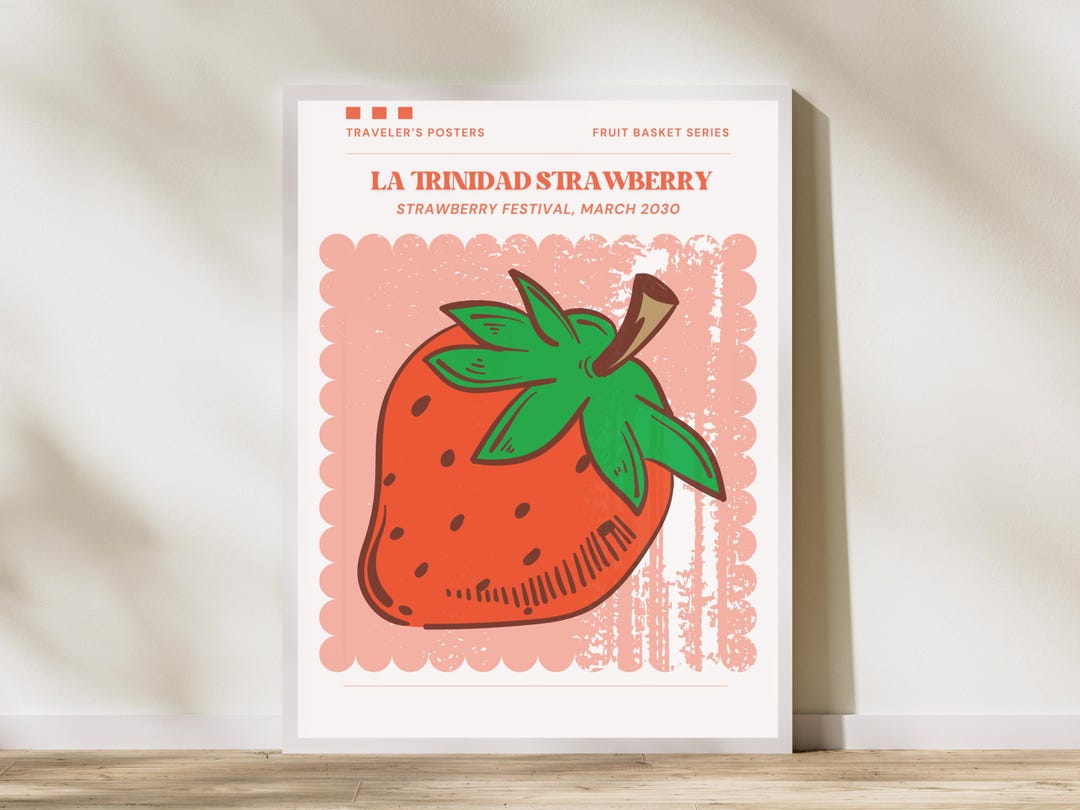 Strawberry Festival Poster Retro Wall Print Abstract Wall Art Digital ...