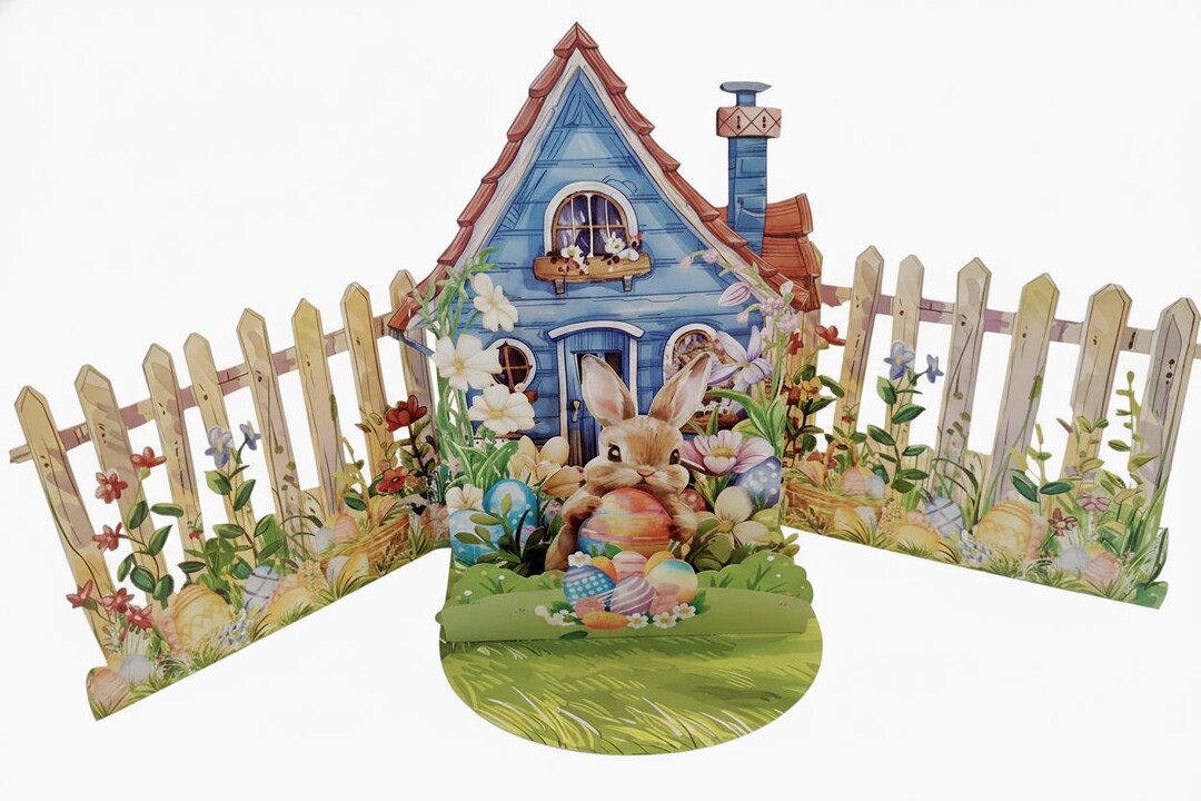 3D Easter Bunny Pop up Card, Handmade Greeting Card (delivery Duty Paid ...