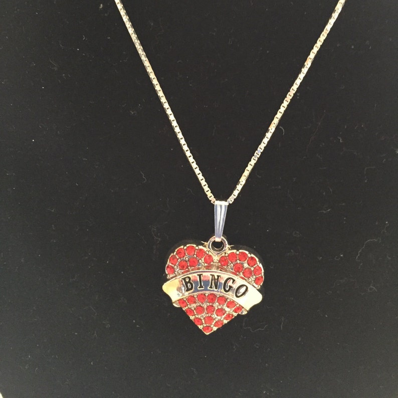 Bingo Heart Charm on a 18 Sterling Silver Box Chain. - Etsy