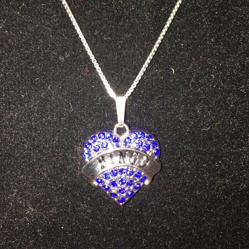 Bingo Heart Charm on a 18 Sterling Silver Box Chain. - Etsy