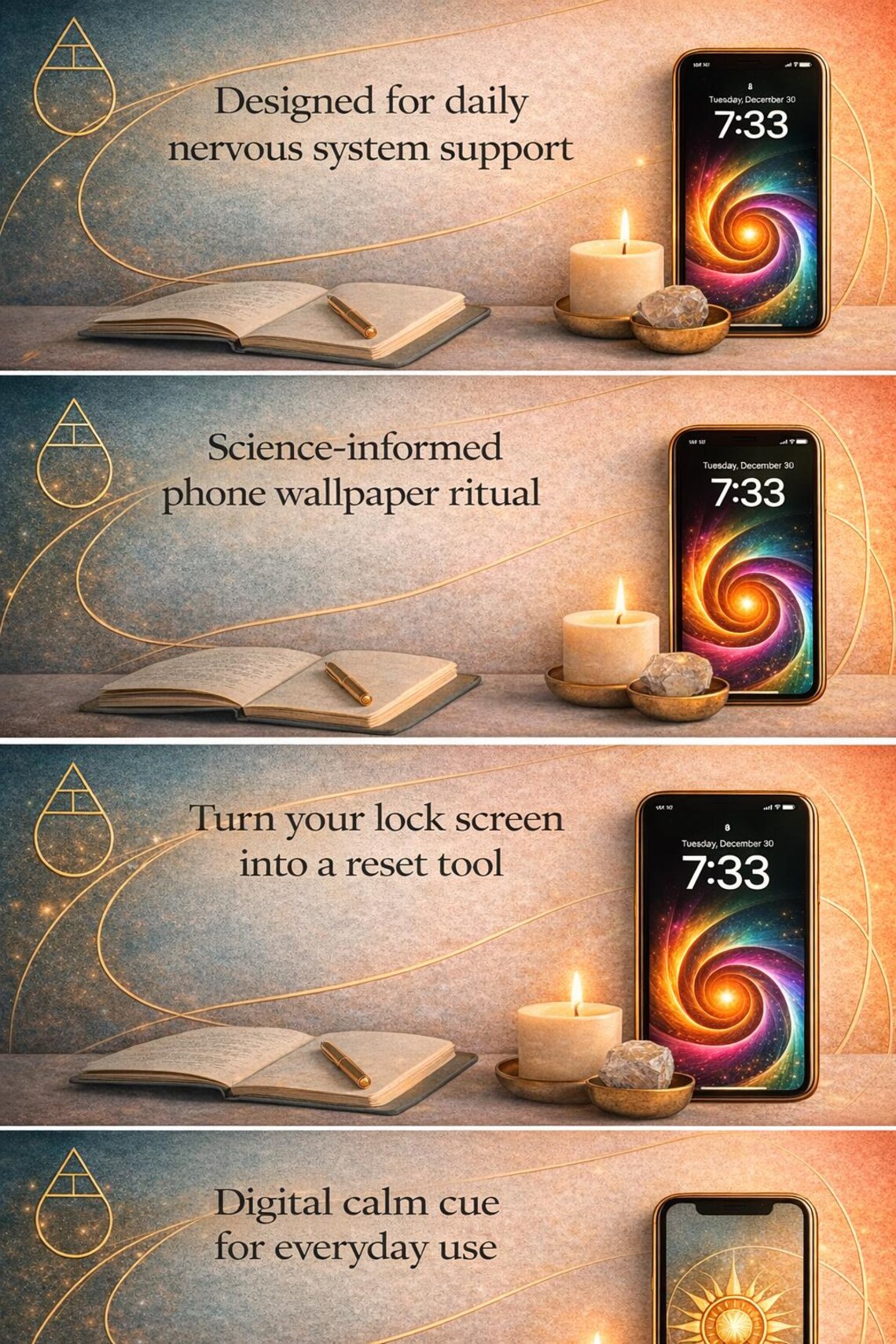Rainbow Phi Spiral | Calming Phone Wallpaper for Focus, Reset & Nervous ...