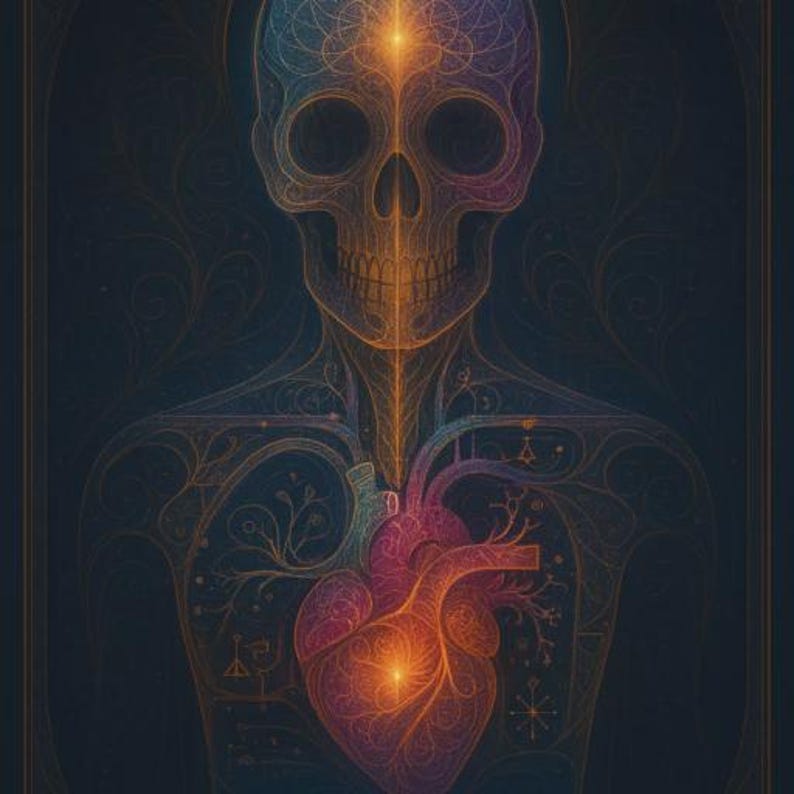 Anatomy Wallpaper | Fractal Skull & Heart Optical Illusion (digital ...