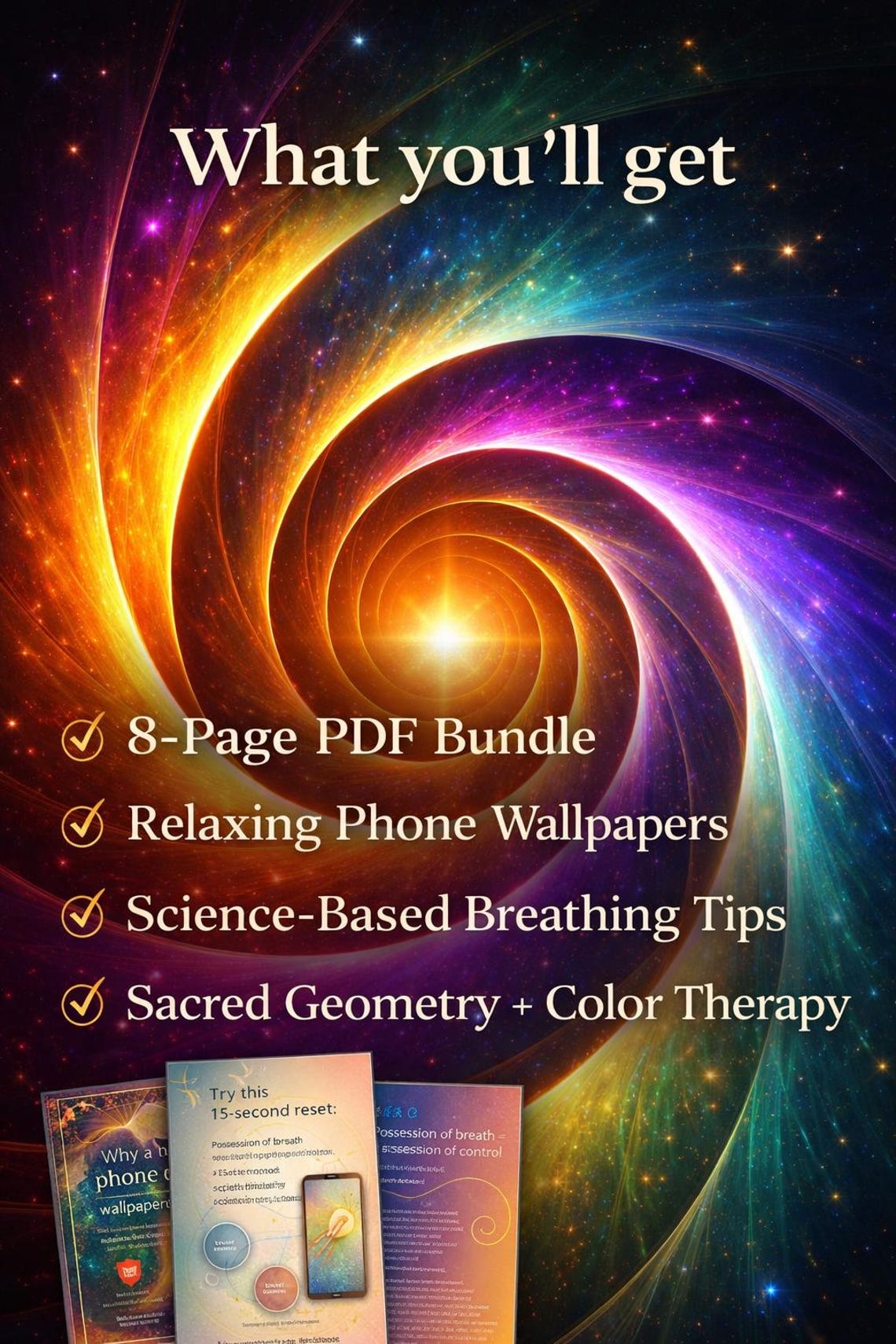 Rainbow Phi Spiral | Calming Phone Wallpaper for Focus, Reset & Nervous ...