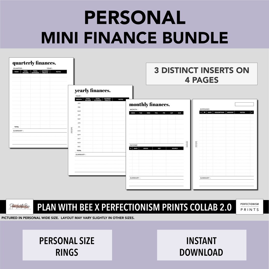 PERSONAL RINGS Mini Finance Bundle, Plan With Bee X Perfectionismprints ...