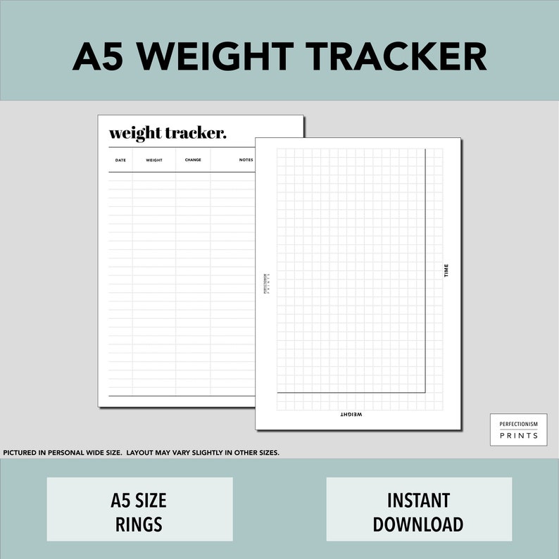 A5 RINGS Weight Tracker // Weight Log & Graph - Etsy