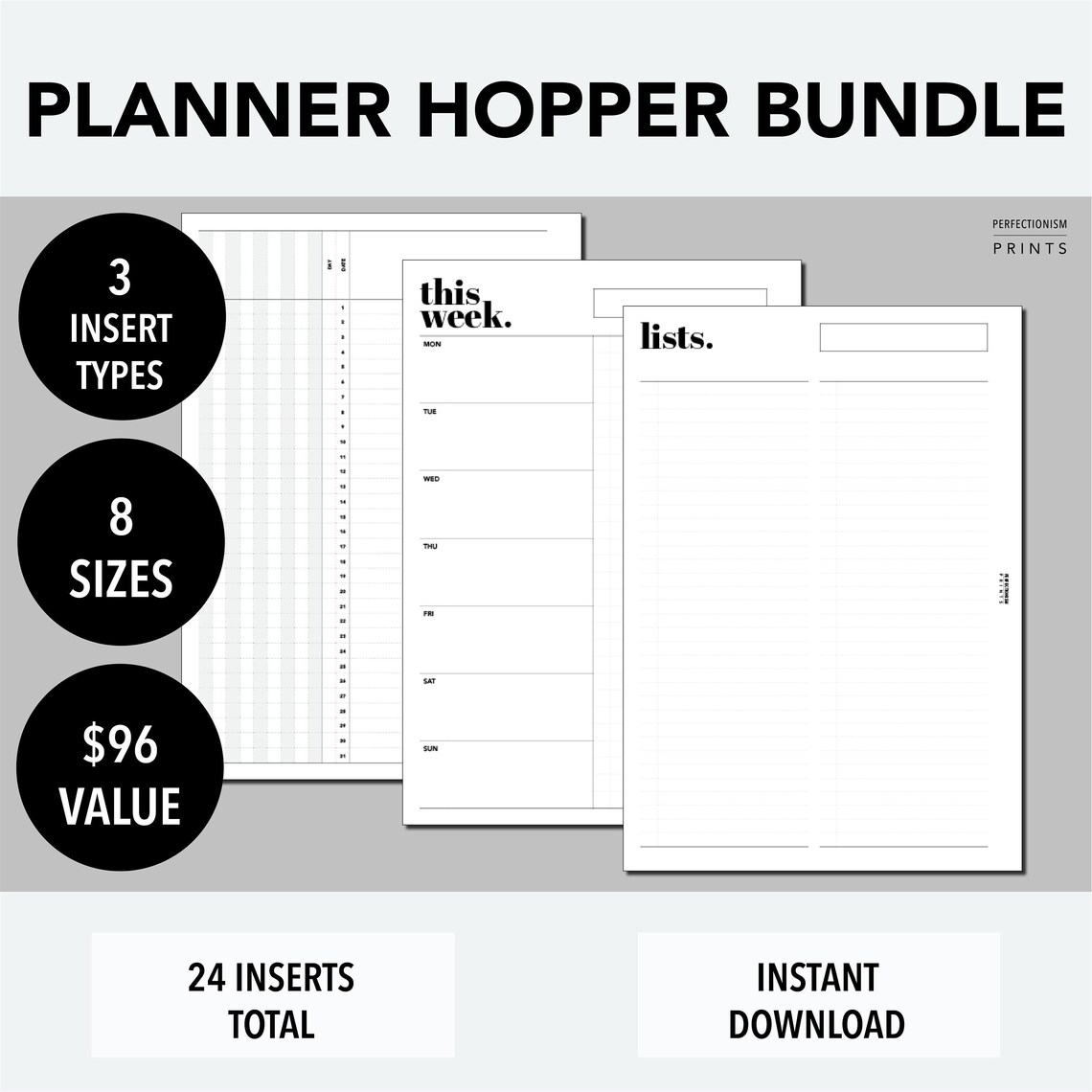 Planner Hopper Bundle PRINTABLE Planner Sampler Minimalist - Etsy