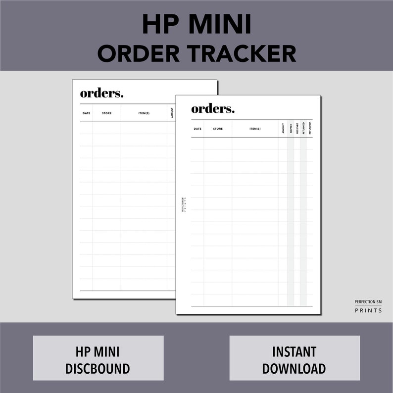 HP MINI Order Tracker PRINTABLE Planner Insert Purchase - Etsy
