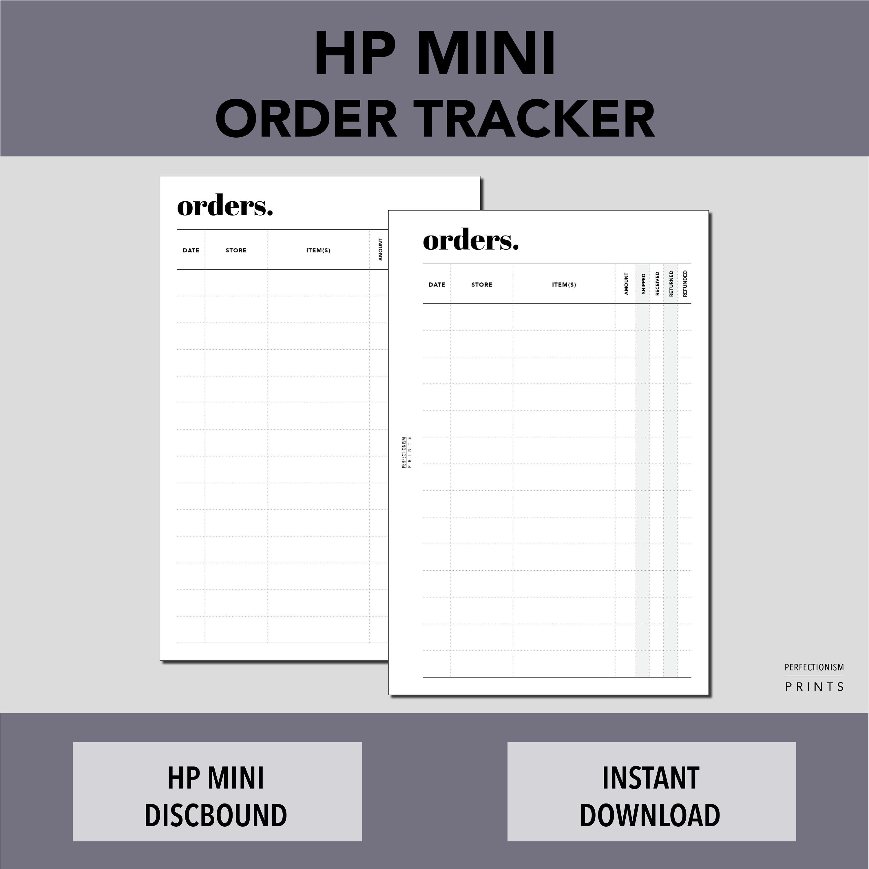 HP MINI Order Tracker PRINTABLE Planner Insert Purchase - Etsy