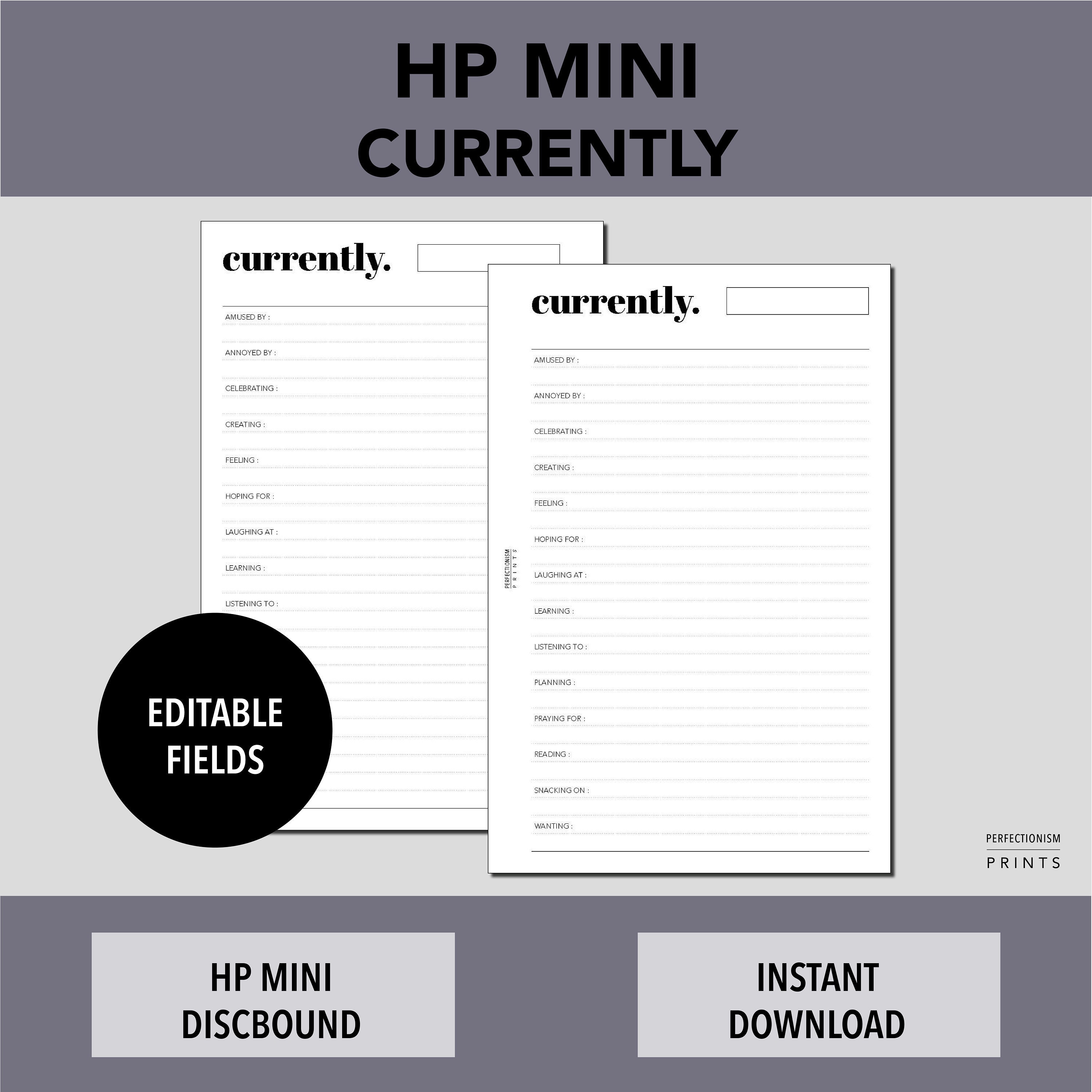 Minimalist Design PRINTABLE Planner Insert HP MINI Currently Spread ...