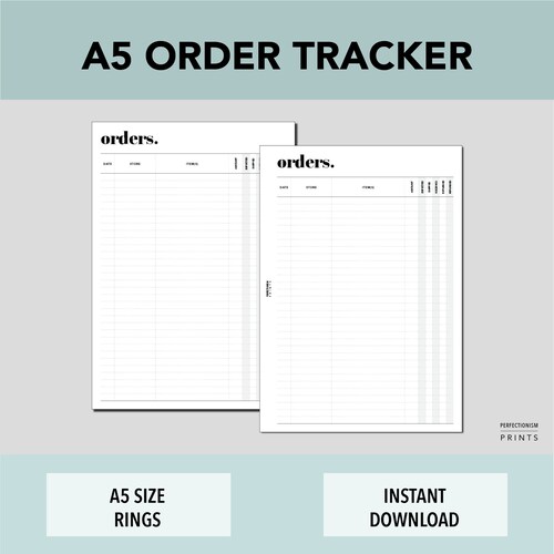 A5 Inserts : Purchase Tracker Planner Printable Order - Etsy