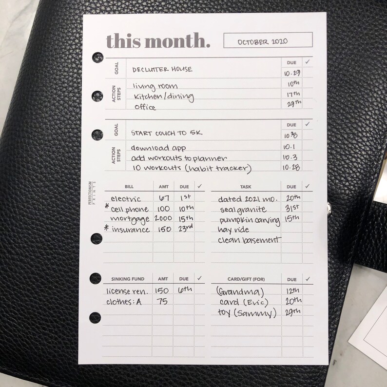 POCKET RINGS Monthly Overview PRINTABLE Planner Insert - Etsy