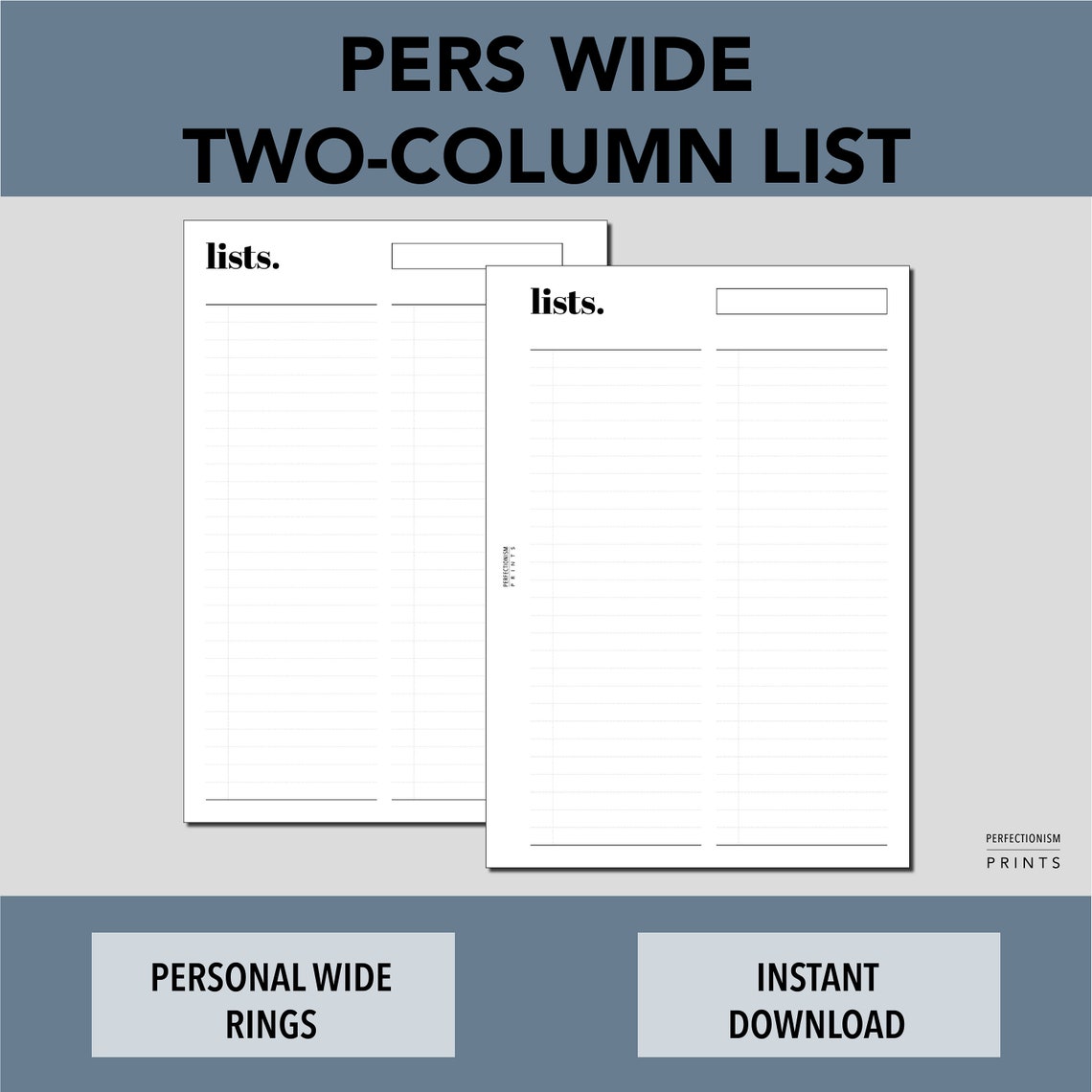 Personal WIDE RINGS Two Column List PRINTABLE Planner Insert - Etsy