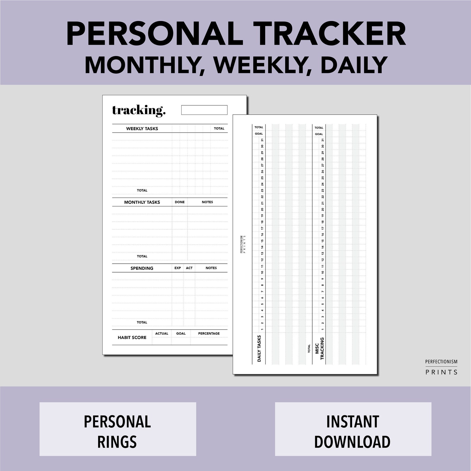 PERSONAL RINGS Habit Tracker PRINTABLE Planner Insert - Etsy