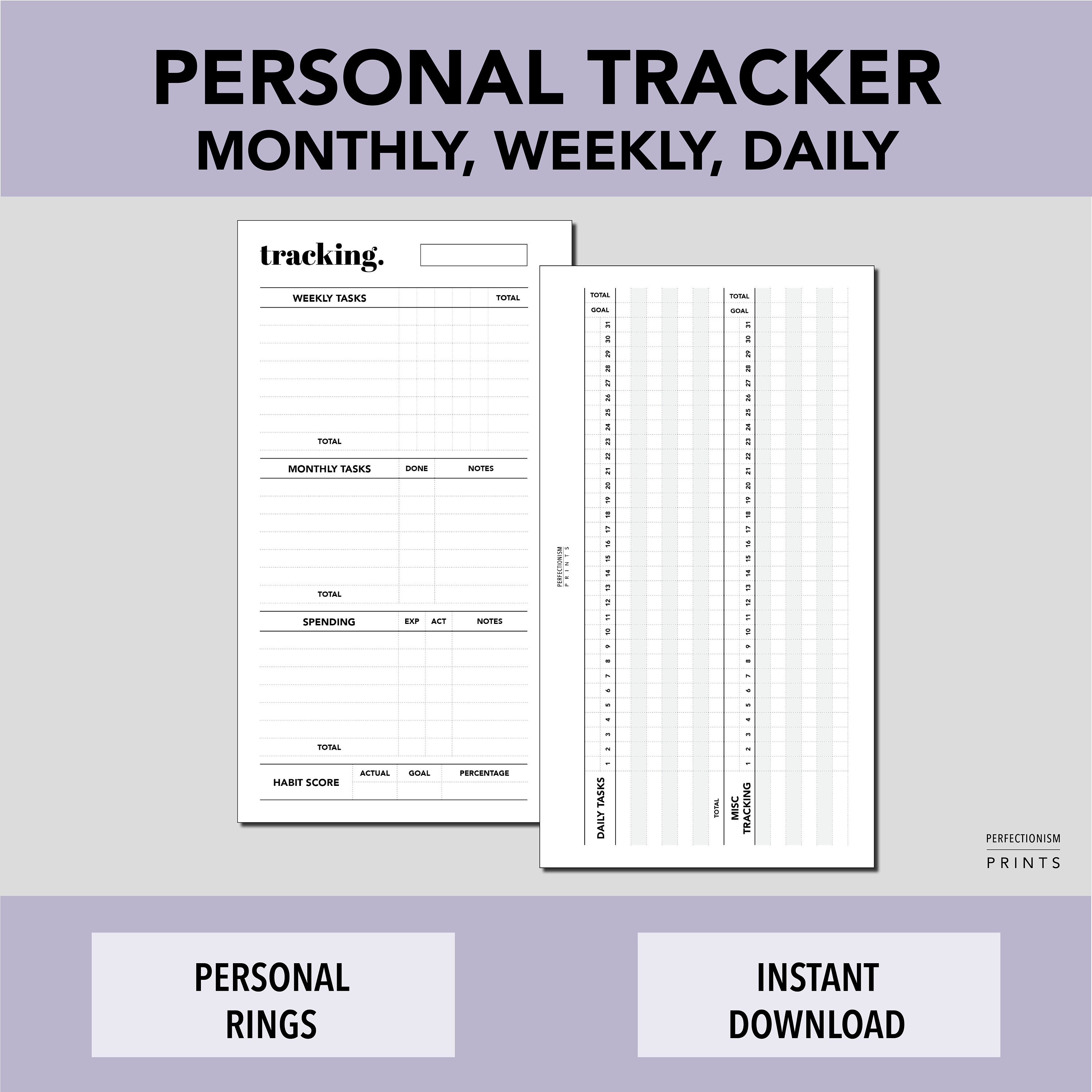 PERSONAL RINGS Habit Tracker PRINTABLE Planner Insert - Etsy
