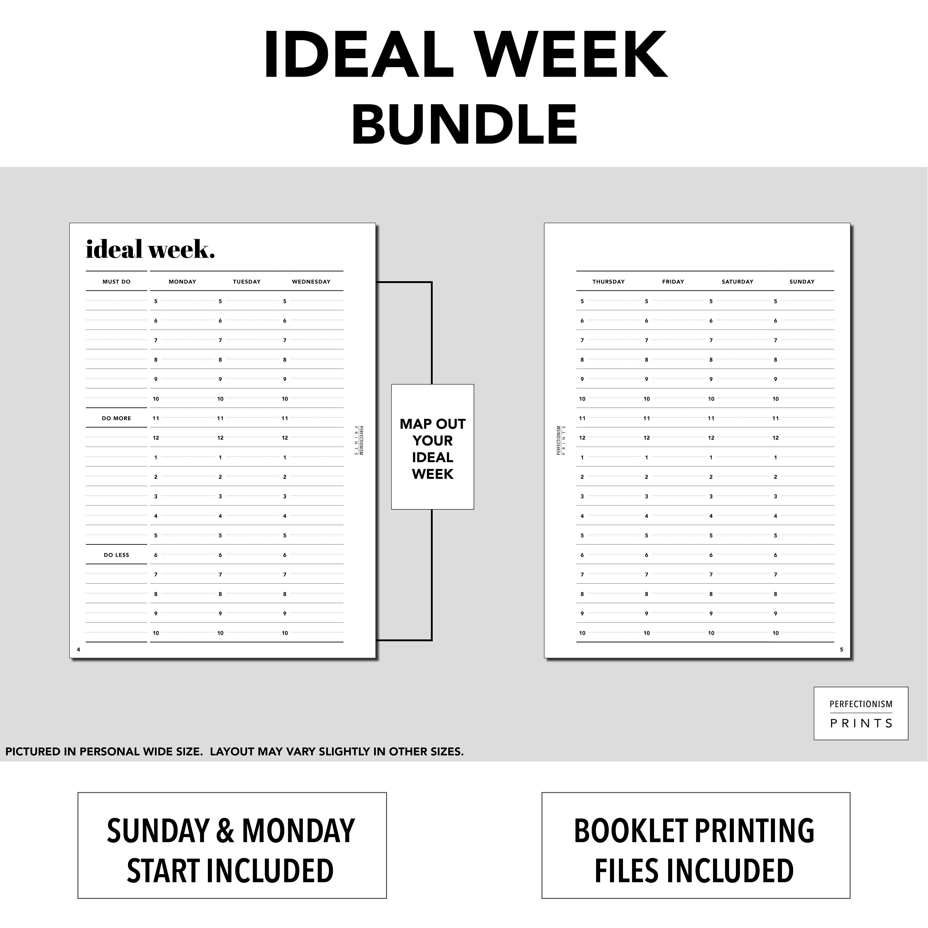 HALF LETTER Ideal Week Bundle PRINTABLE Planner Insert - Etsy