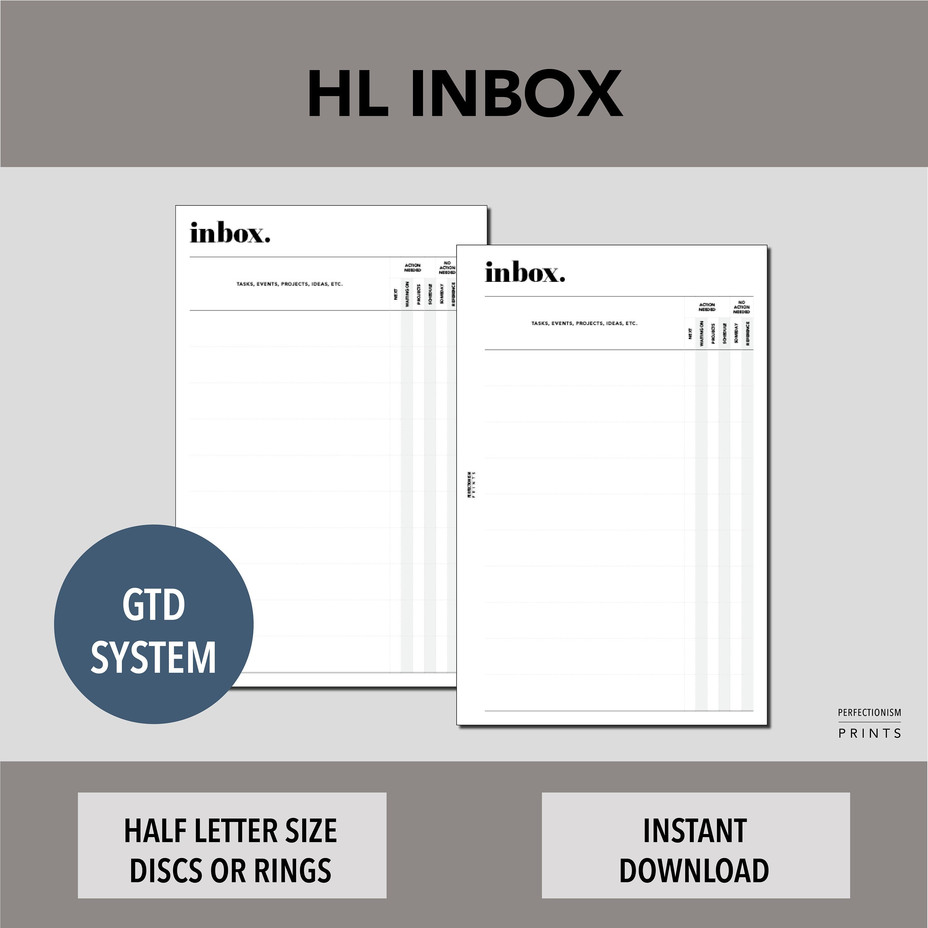 HALF Letter Inbox PRINTABLE Planner Insert Brain Dump - Etsy