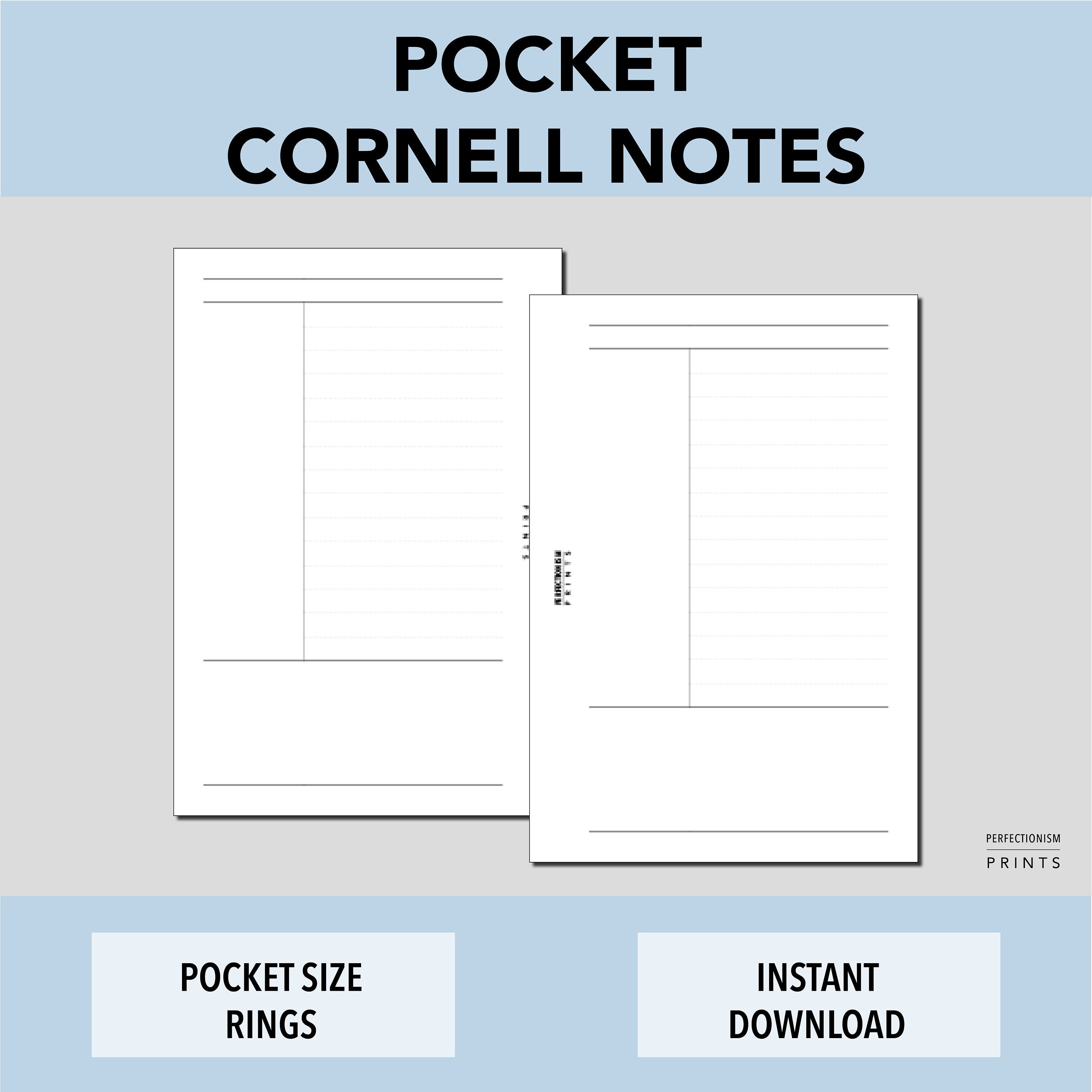 POCKET RINGS Cornell Notes, PRINTABLE Planner Insert, Meeting Notes ...