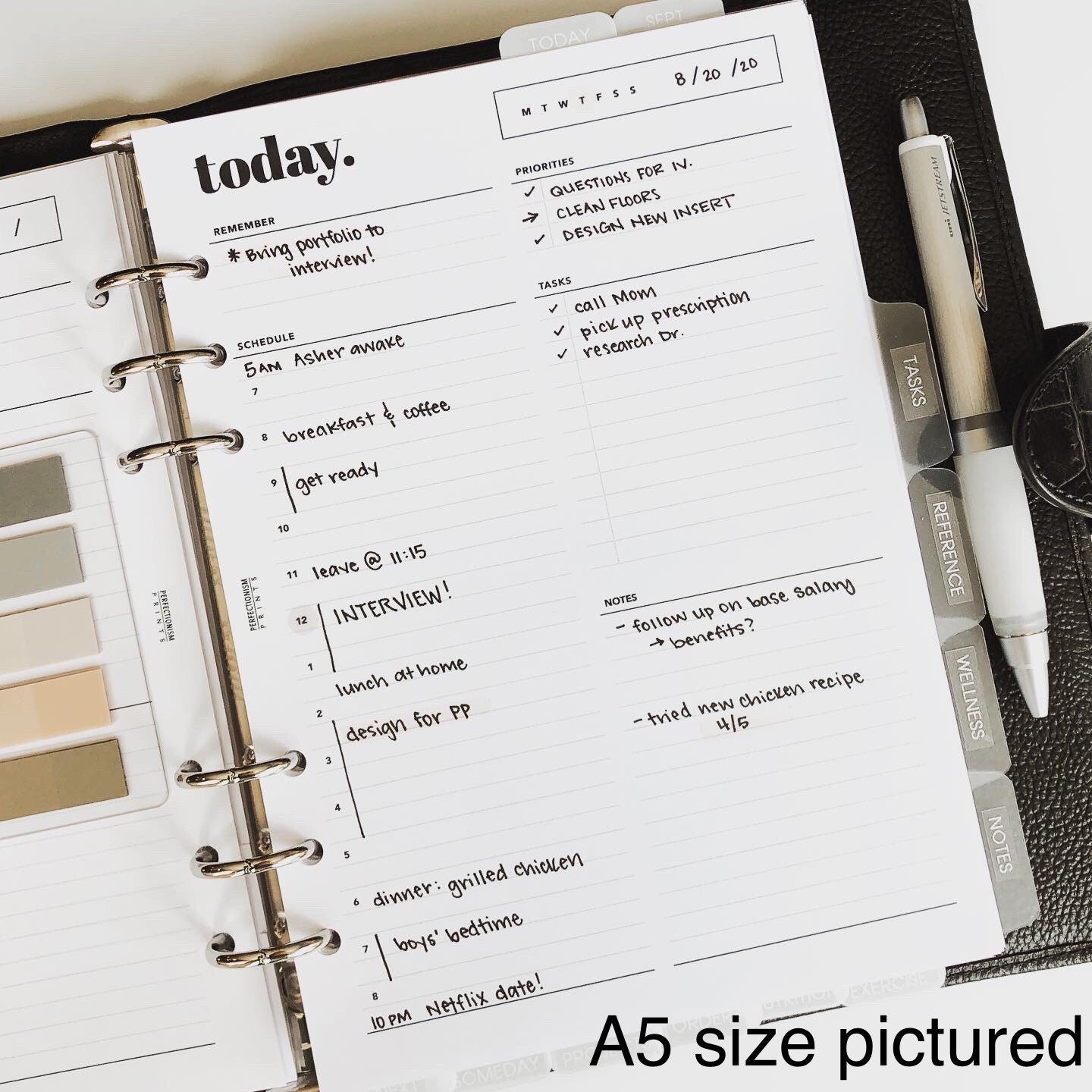 PERSONAL RINGS Daily Undated PRINTABLE Planner Insert Daily - Etsy