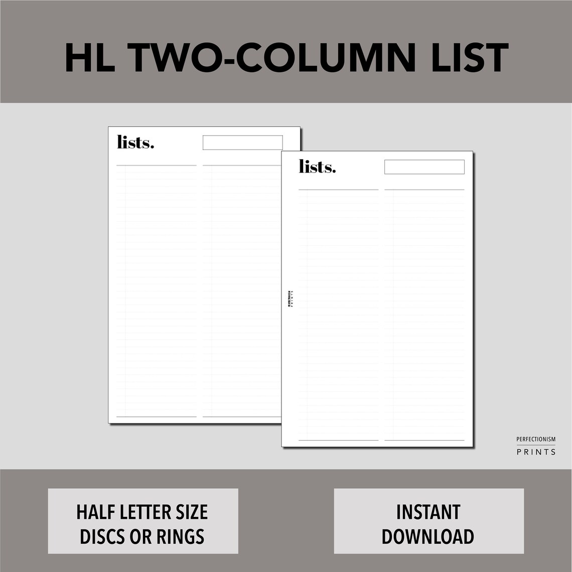HALF Letter Two Column List PRINTABLE Planner Insert to Do | Etsy