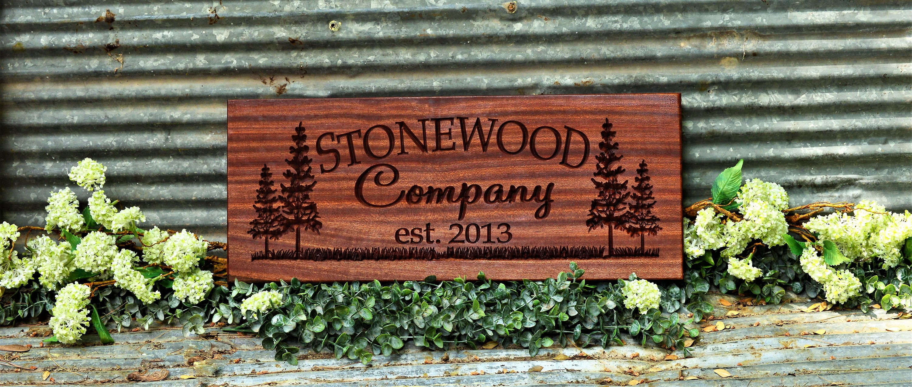 Carved Pine Trees Outdoor Name Sign Custom Outdoor Name Sign | Etsy