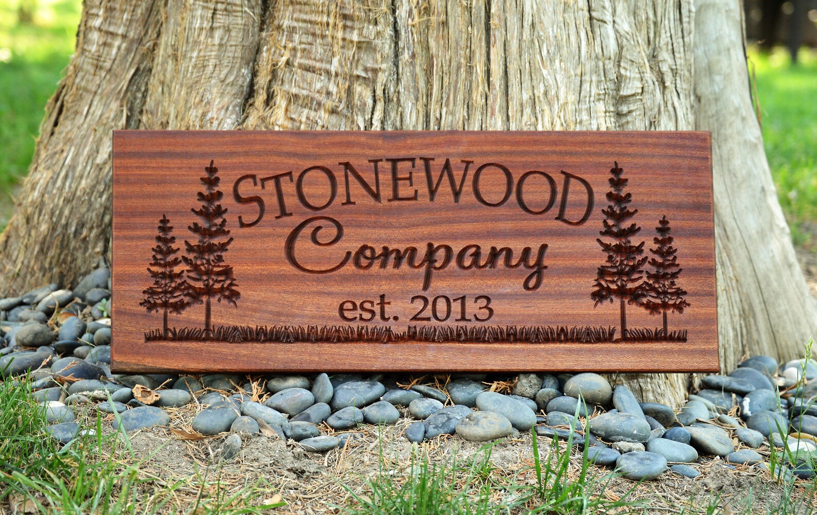 Carved Pine Trees Outdoor Name Sign Custom Outdoor Name Sign | Etsy