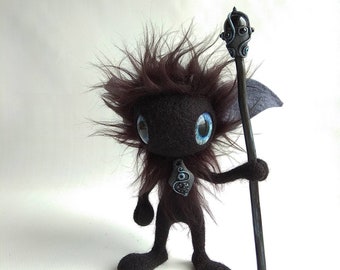 Gatekeeper Spirit, Needle Felted Fantasy Creature, Posable Wool ...