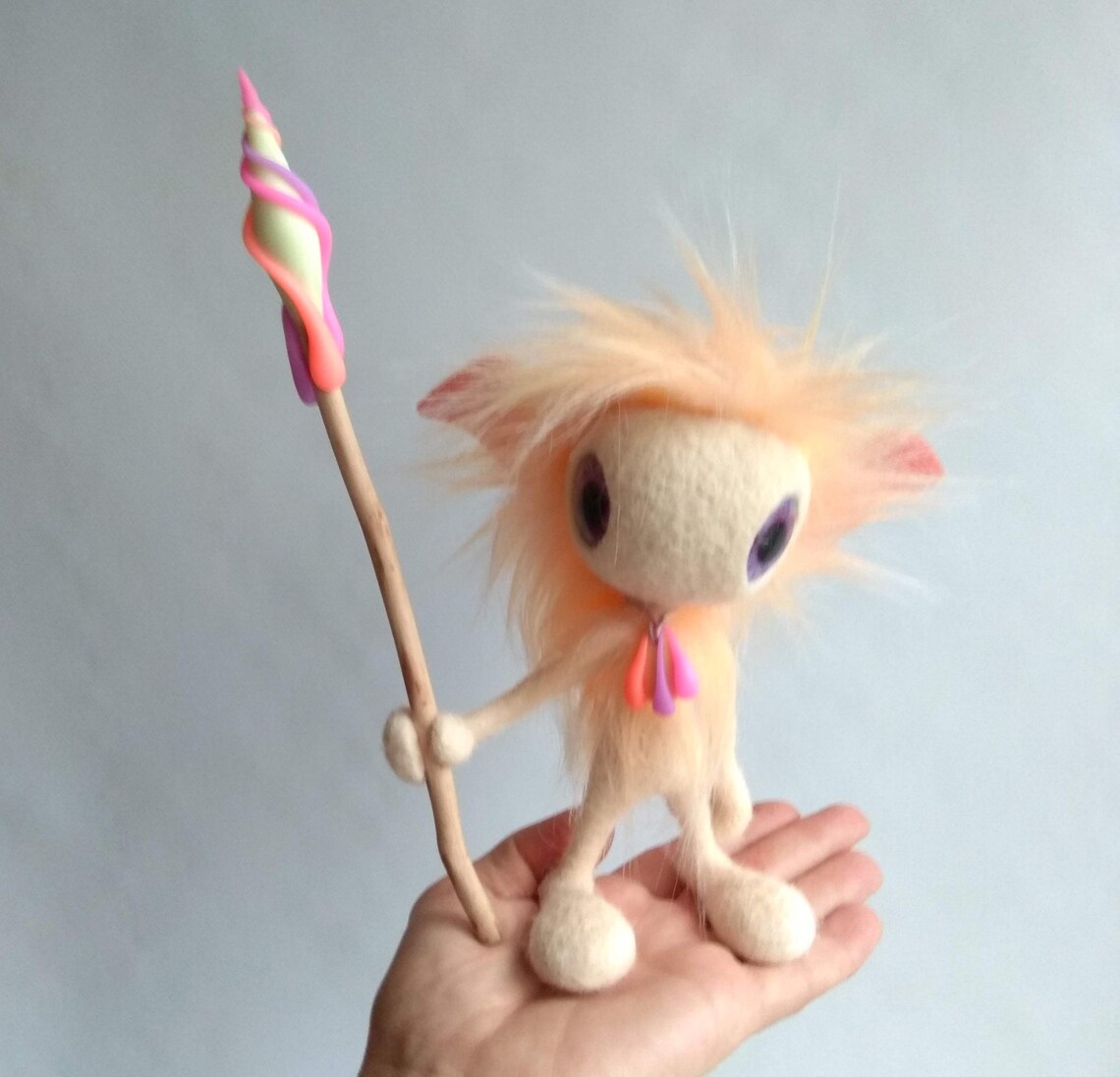 Needle Felted Cloud Painter Spirit, Posable Fantasy Creature Home Decor ...