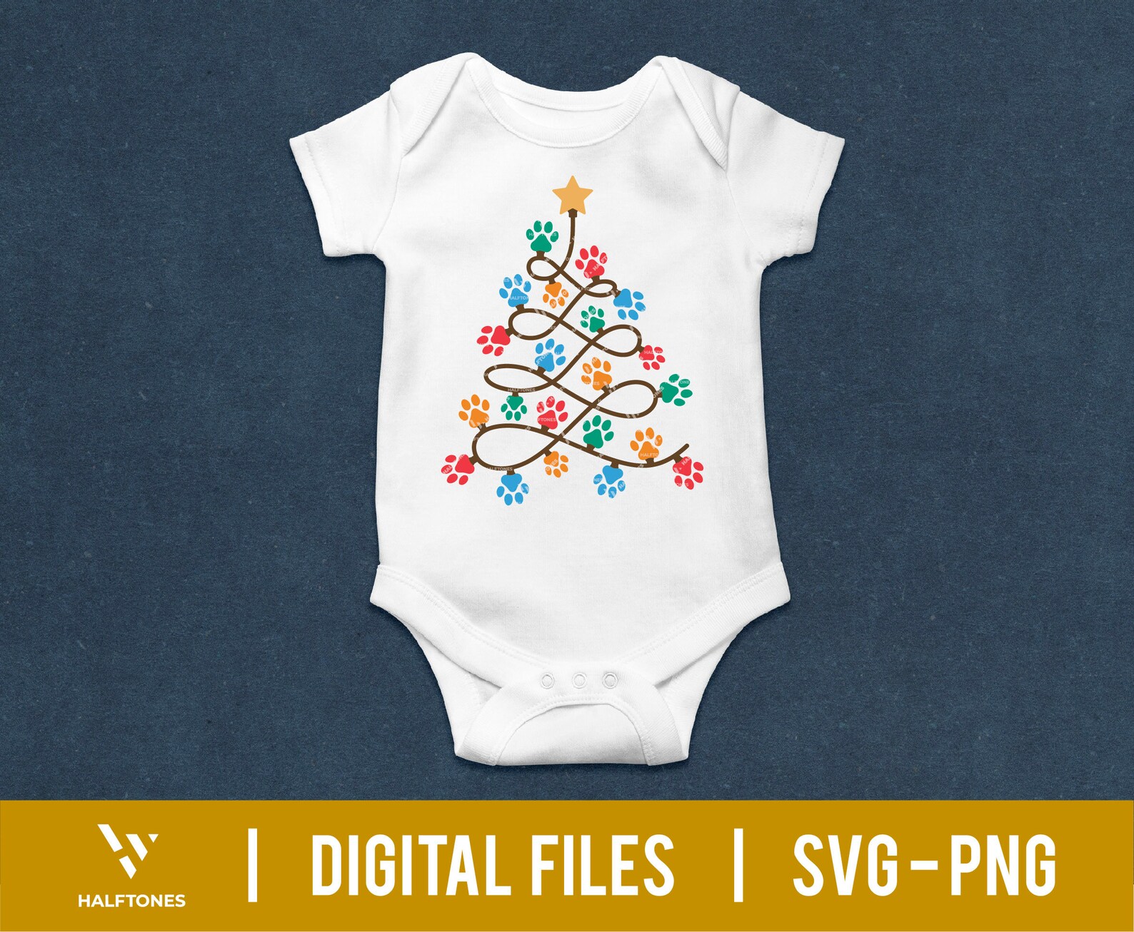 Christmas Paw Svg Bundle, Paw Print Lights Christmas Tree Svg, Funny ...