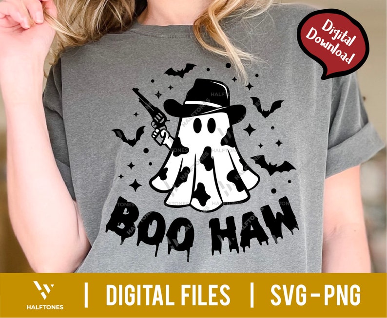 Boo Haw SVG, Western Ghost Svg, Cowboy Ghost Svg, Wild West Halloween ...