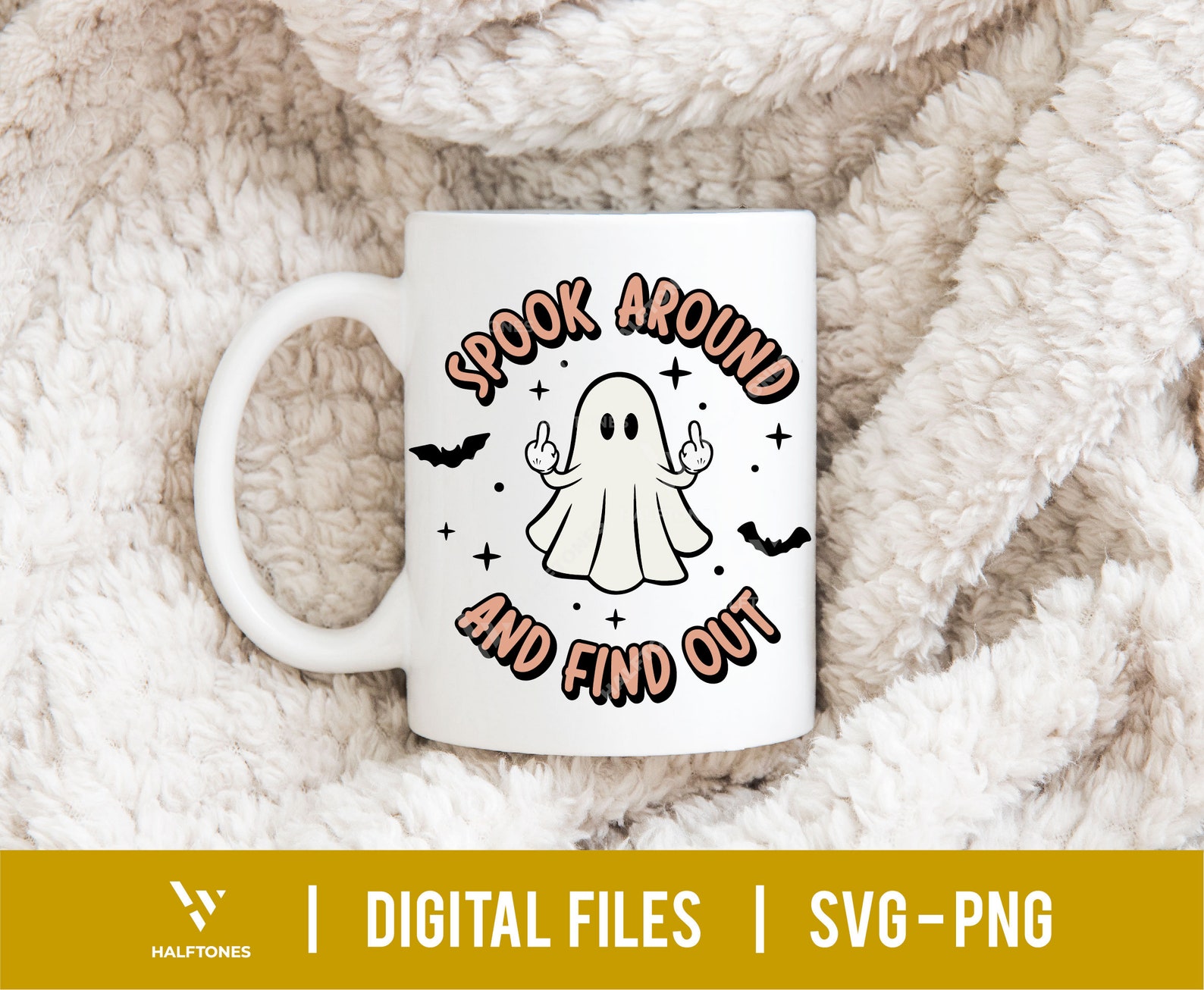 Spook Around and Find Out SVG, Ghost Middle Finger Svg, Funny Halloween ...