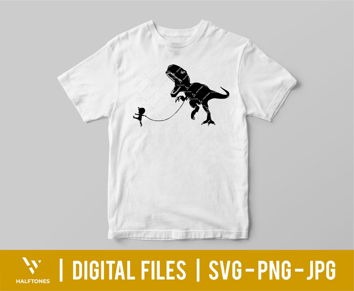 T-rex Dinosaur Pet on a Leash Shirt Svg T-rex Shirt Svg - Etsy