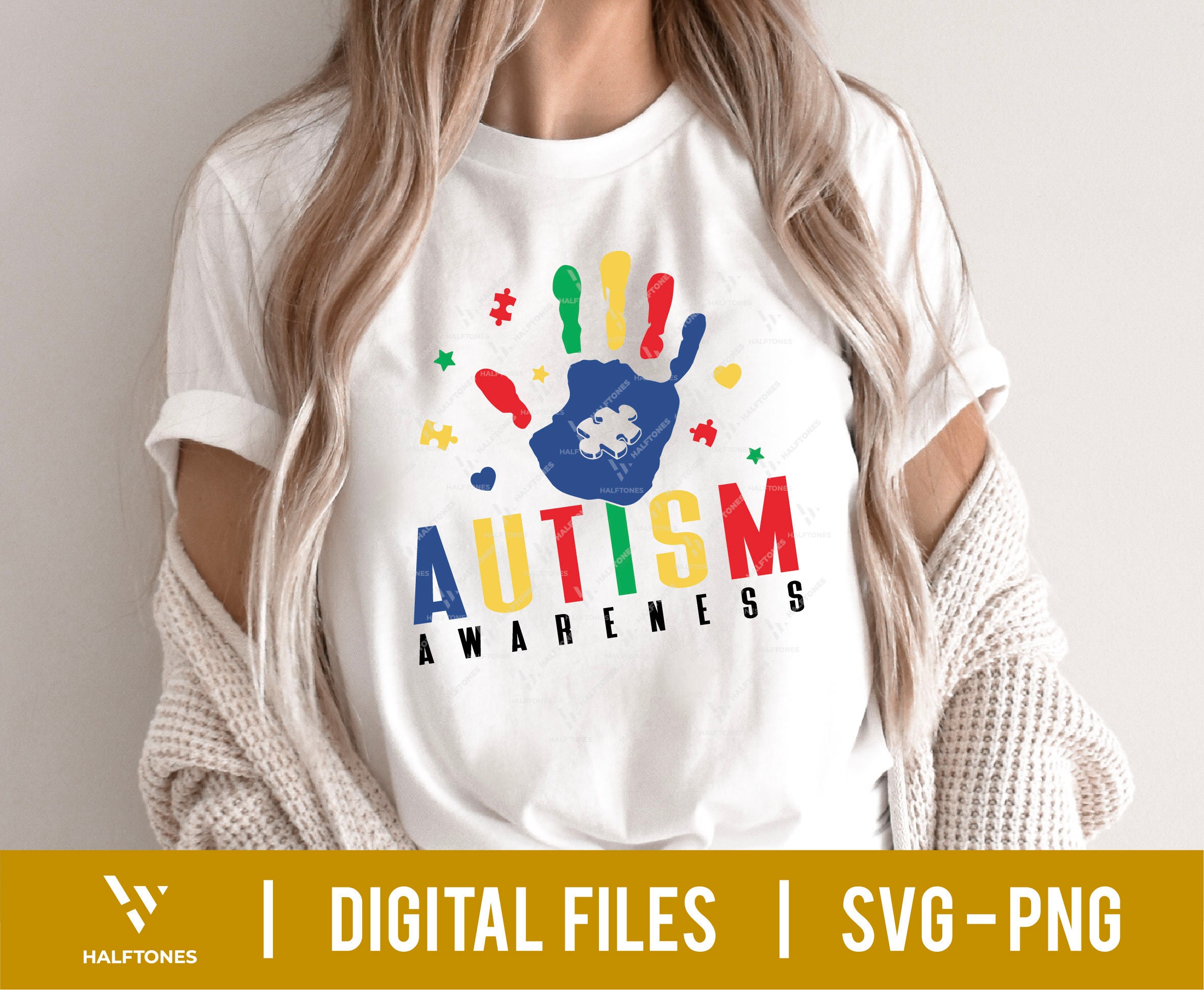 Autism Awareness Handprint SVG Peace Love Autism PNG Autism - Etsy