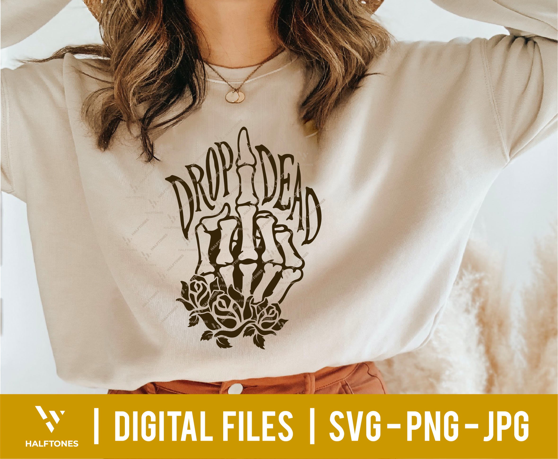 Drop Dead Svg Bones Middle Finger Horror SVG Halloween Png - Etsy