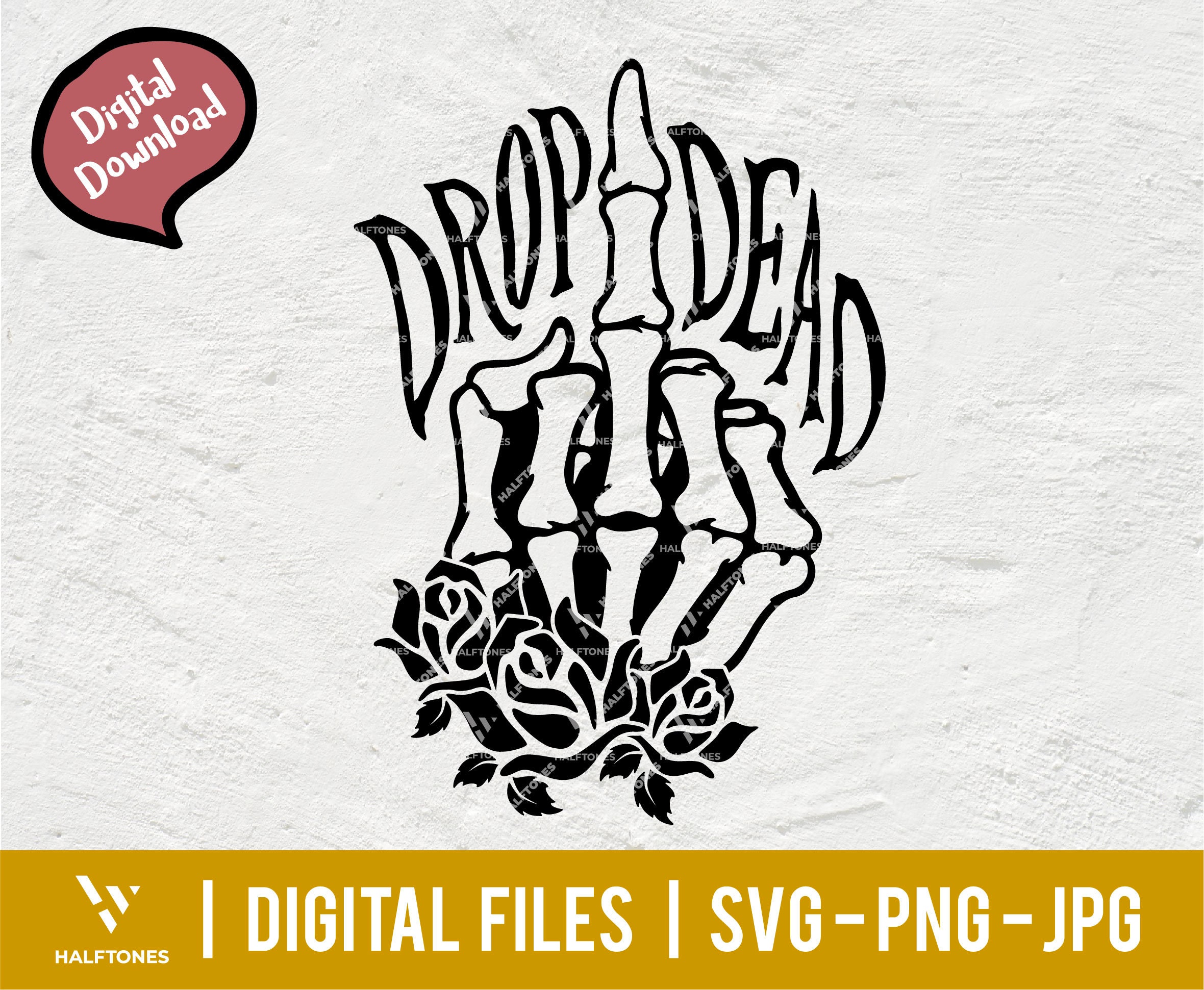 Drop Dead Svg Bones Middle Finger Horror SVG Halloween Png - Etsy