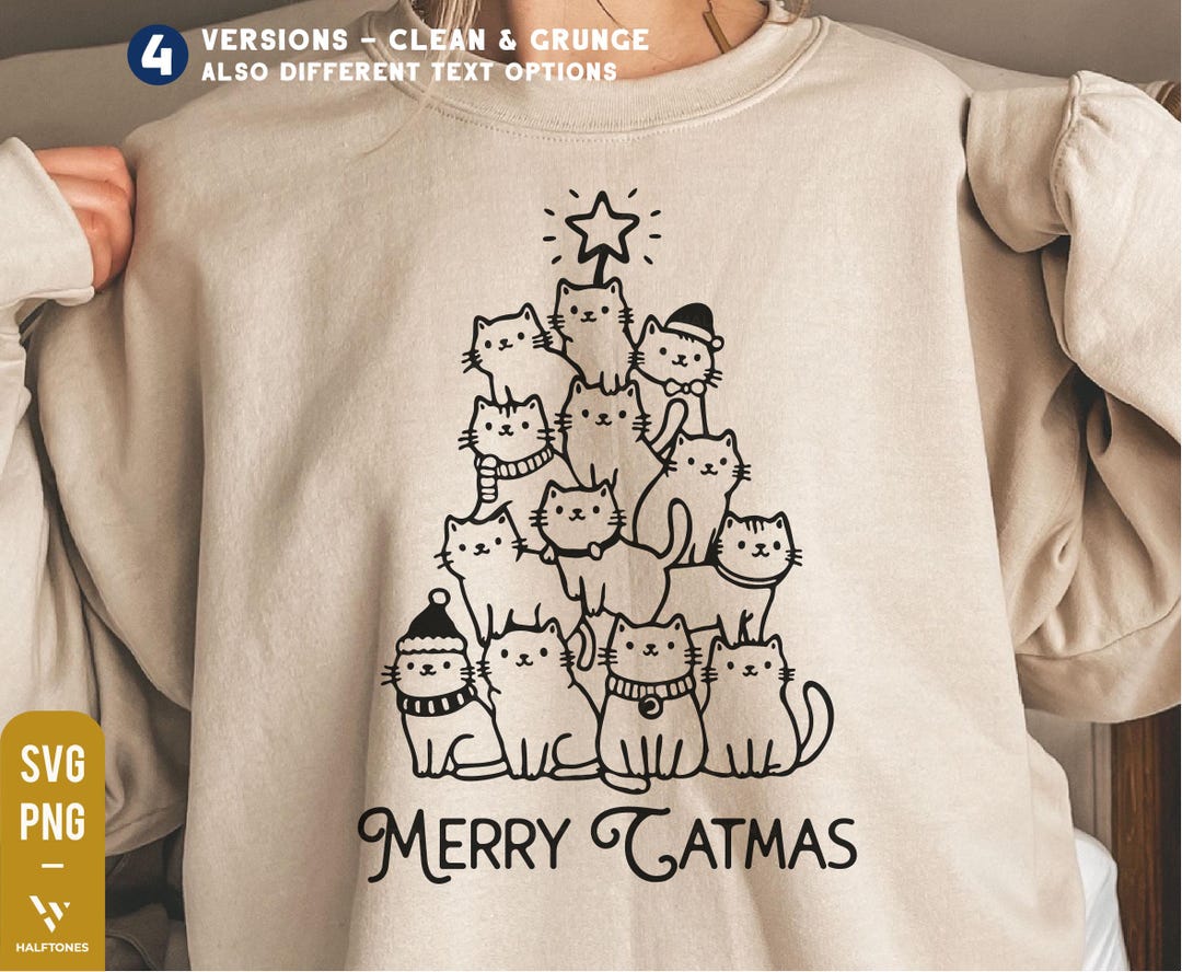 Meowy Christmas Svg, Merry Catmas Svg, Cat Christmas Svg, Cat Christmas ...