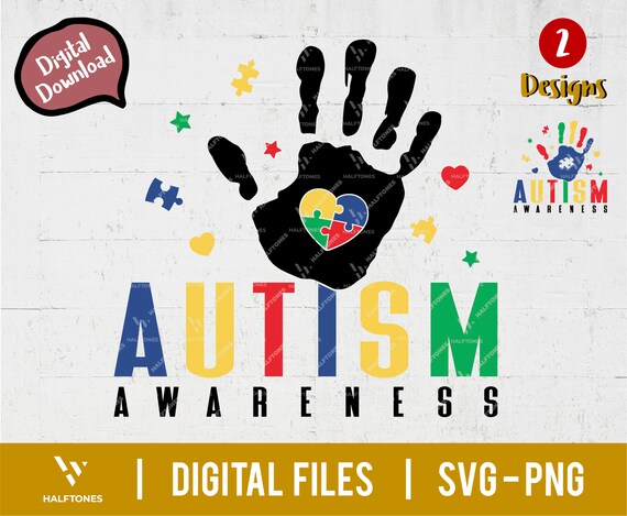 Autism Awareness Handprint SVG Peace Love Autism PNG Autism - Etsy