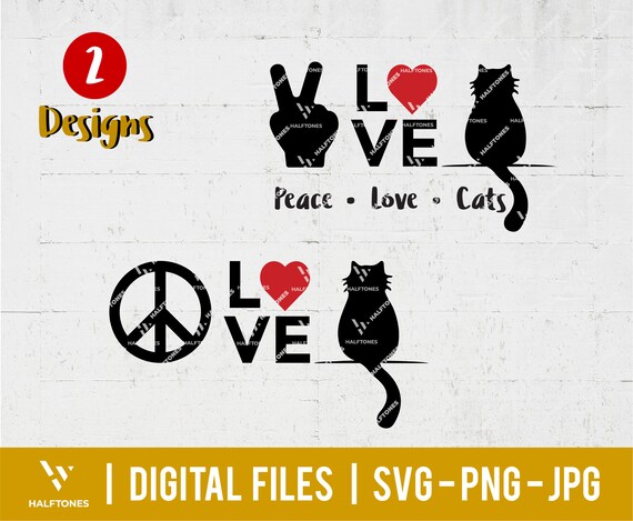 Peace Love Cats Svg Cat Svg Peace Sign Svg Fur Mom Svg Cat | Etsy