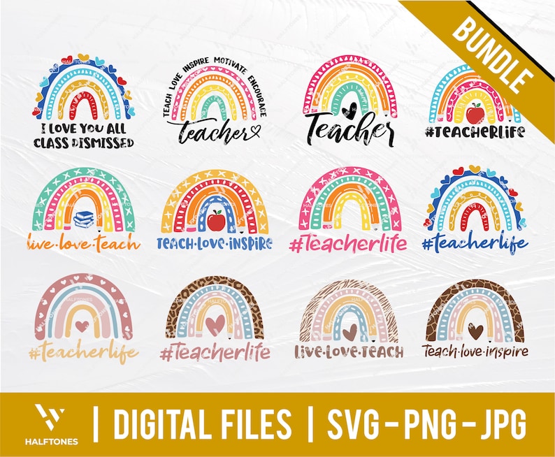 Teacher Rainbow SVG Teacher Png Rainbow Svg Teacher Life - Etsy