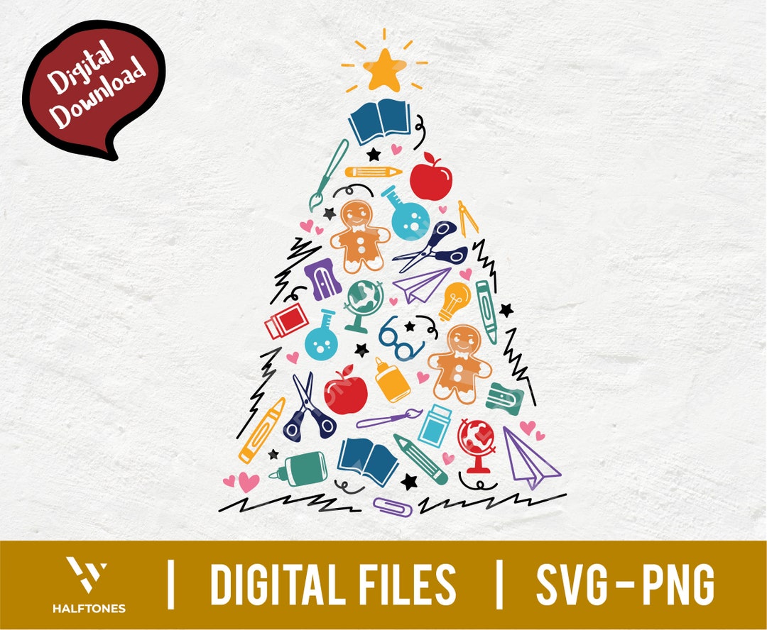 Teacher Christmas Tree Svg, Christmas Tree Svg, Teacher Christmas Svg ...