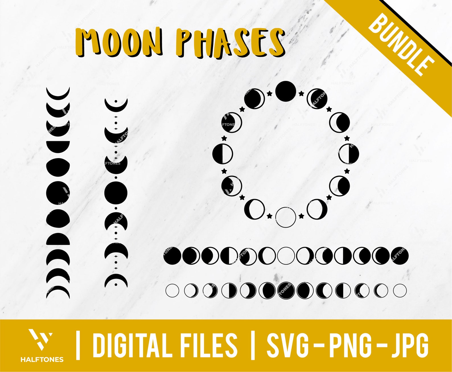 Moon Phases Svg Silhouette Full Moon Moon Eclipse Space - Etsy
