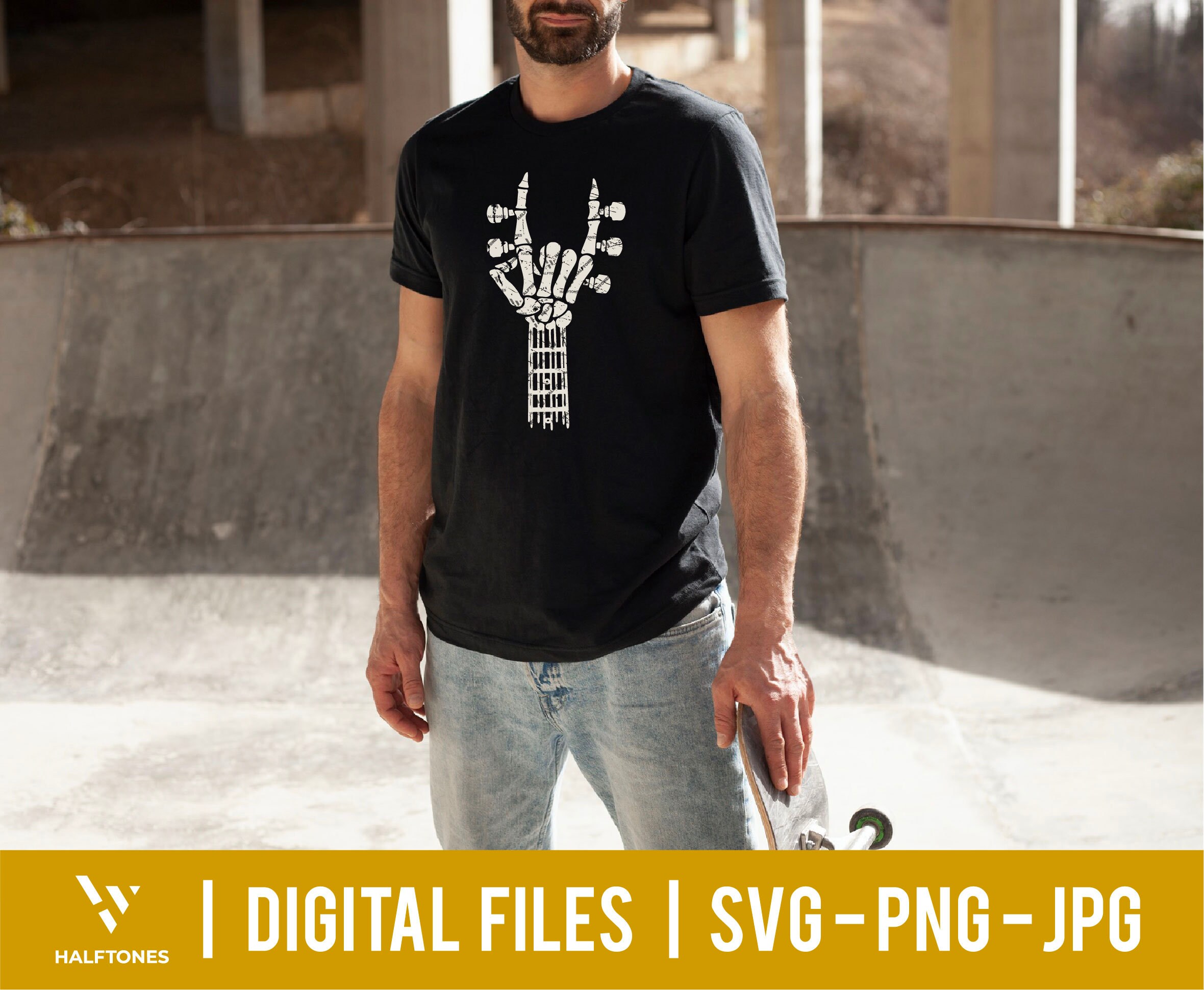 Guitar Skeleton Hand Svg Music Svg Music Love Svg Grunge - Etsy