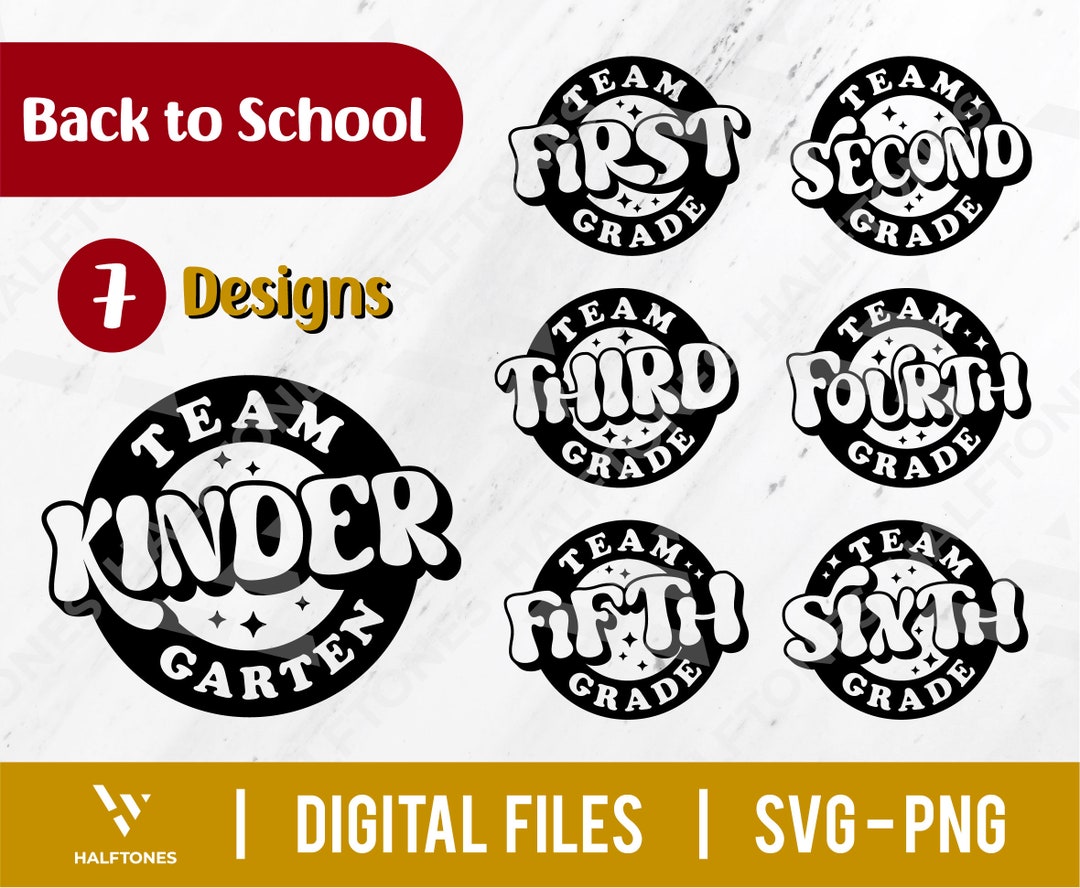 Team School Grade Bundle Svg, First Day of School Svg, Grade School Svg ...